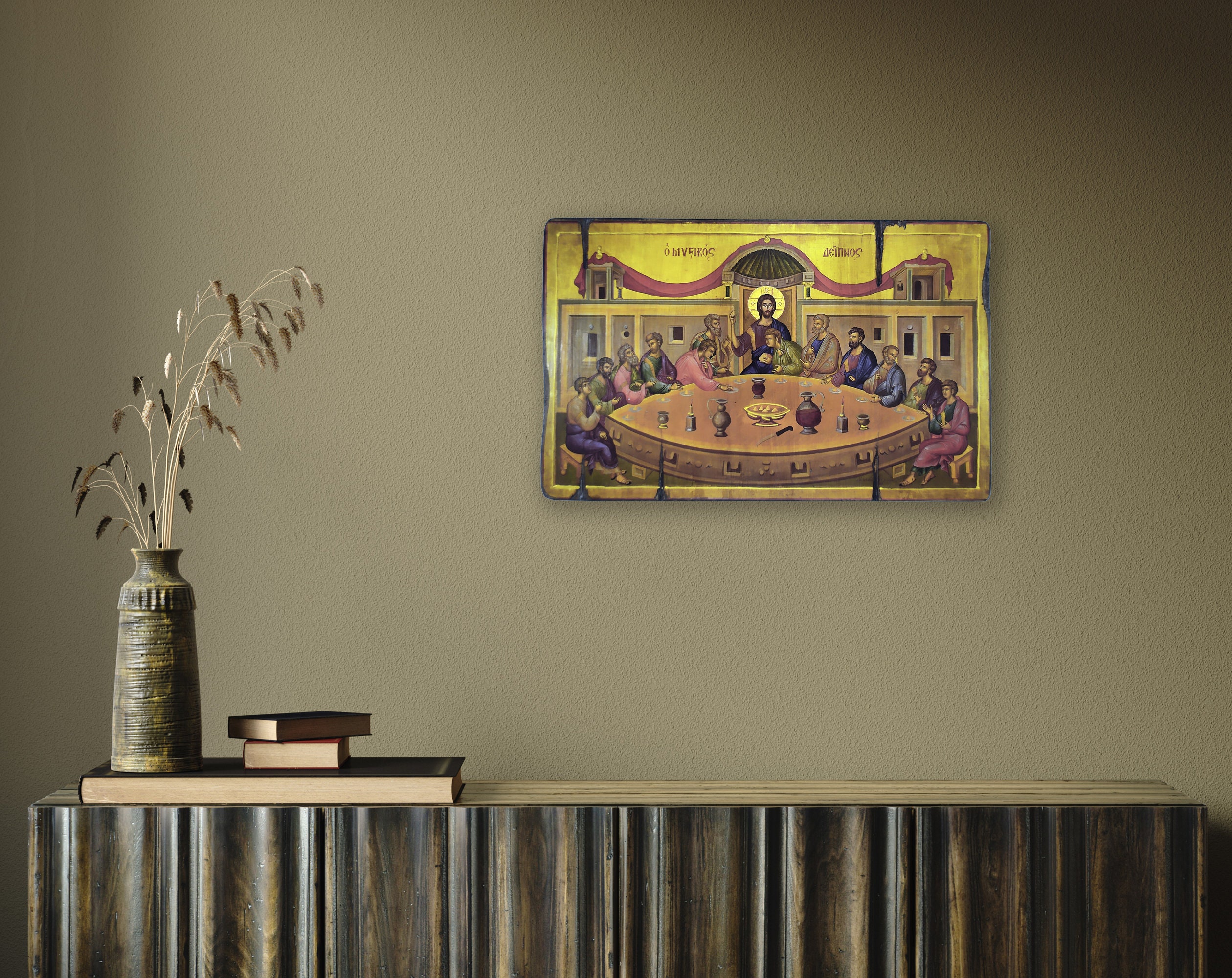 Last Supper Icon Greek Mystical Jesus Christ Dinner With 12 - Etsy