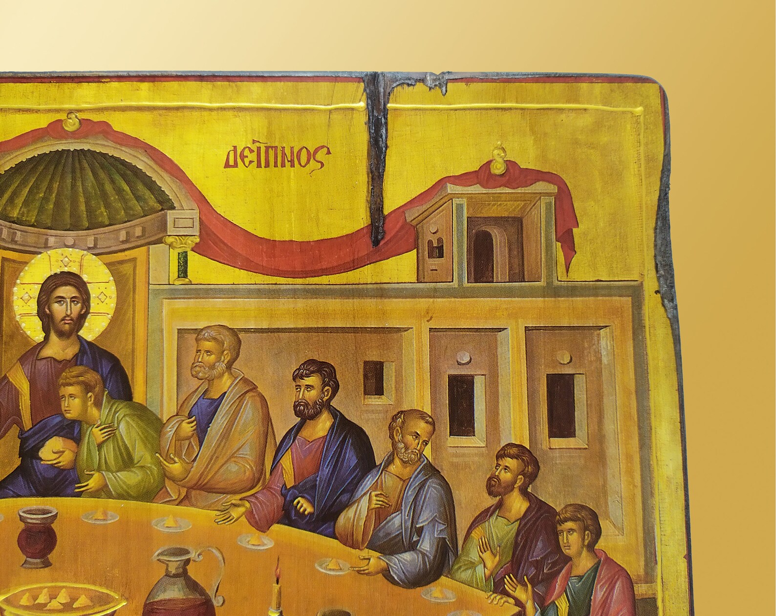 Last Supper Icon Greek Mystical Jesus Christ Dinner With 12 Disciples ...