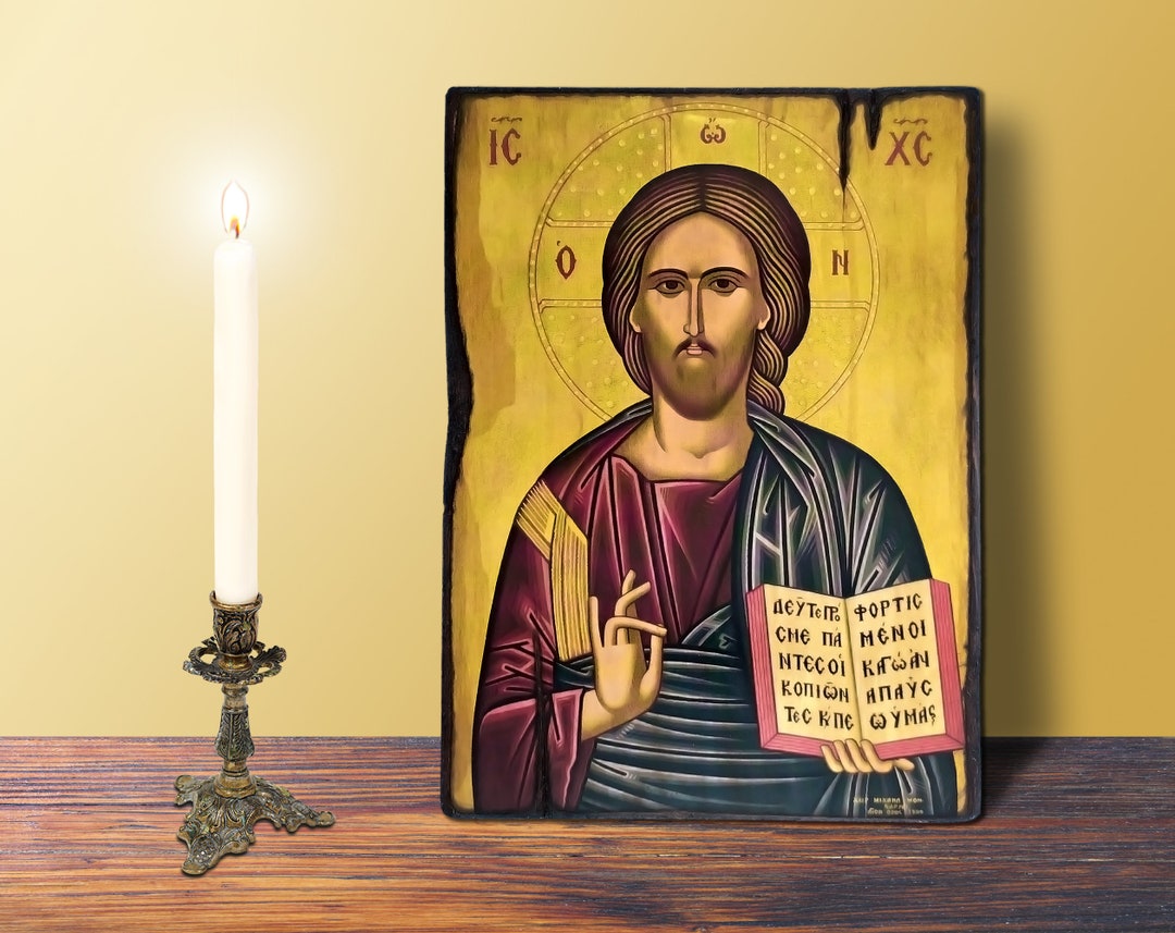 Christ Blessing Icon LARGE Icon 19x26cm - 7.48x10.24in Byzantine Greek ...