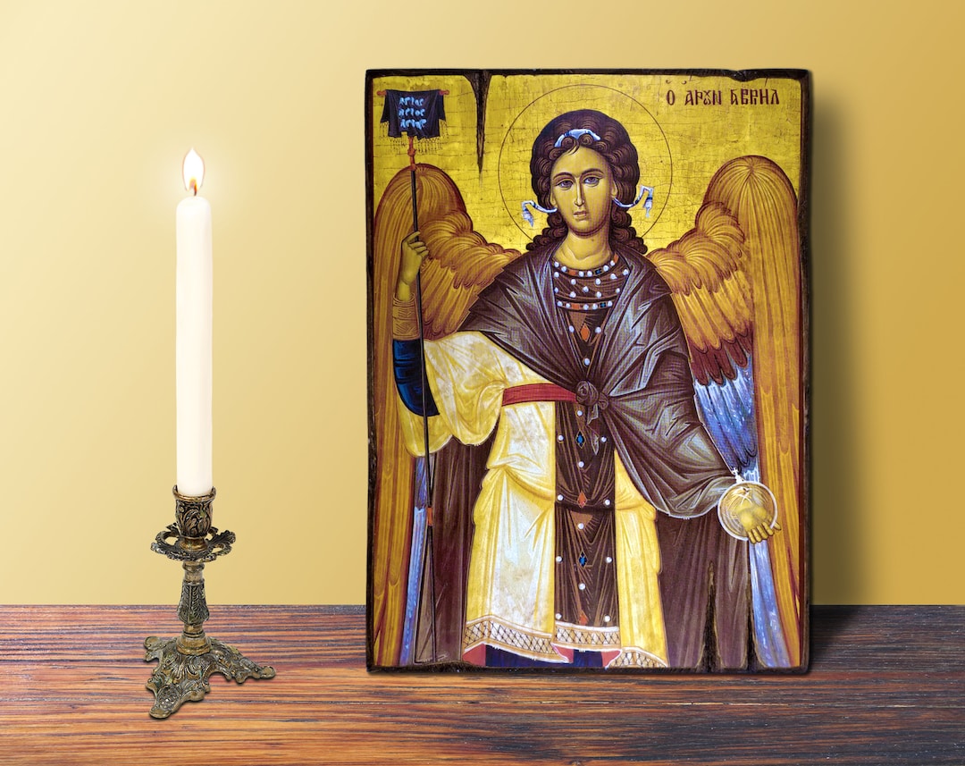 Archangel Gabriel Icon, SMALL 10x14cm-3.94x5.51in Byzantine, Greek ...