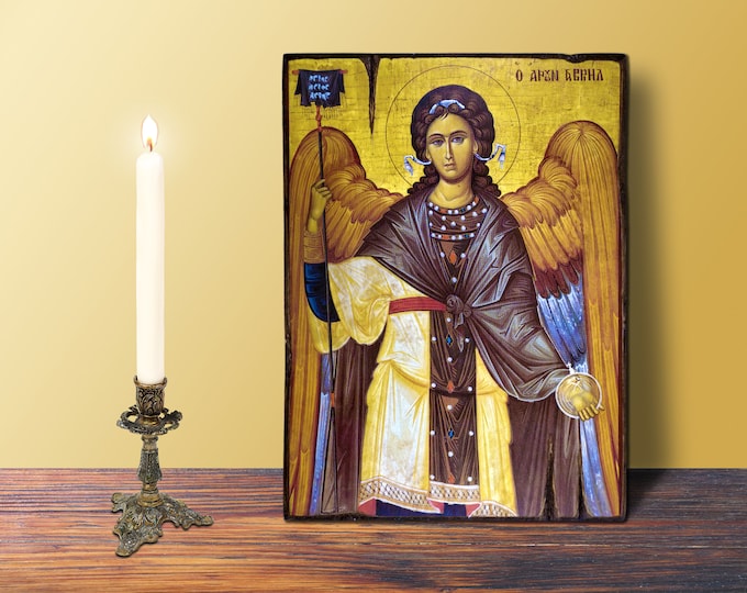 Saint Angel Gabriel Icon Archangel Gabriel Icon Angel Icon Hand Painted ...
