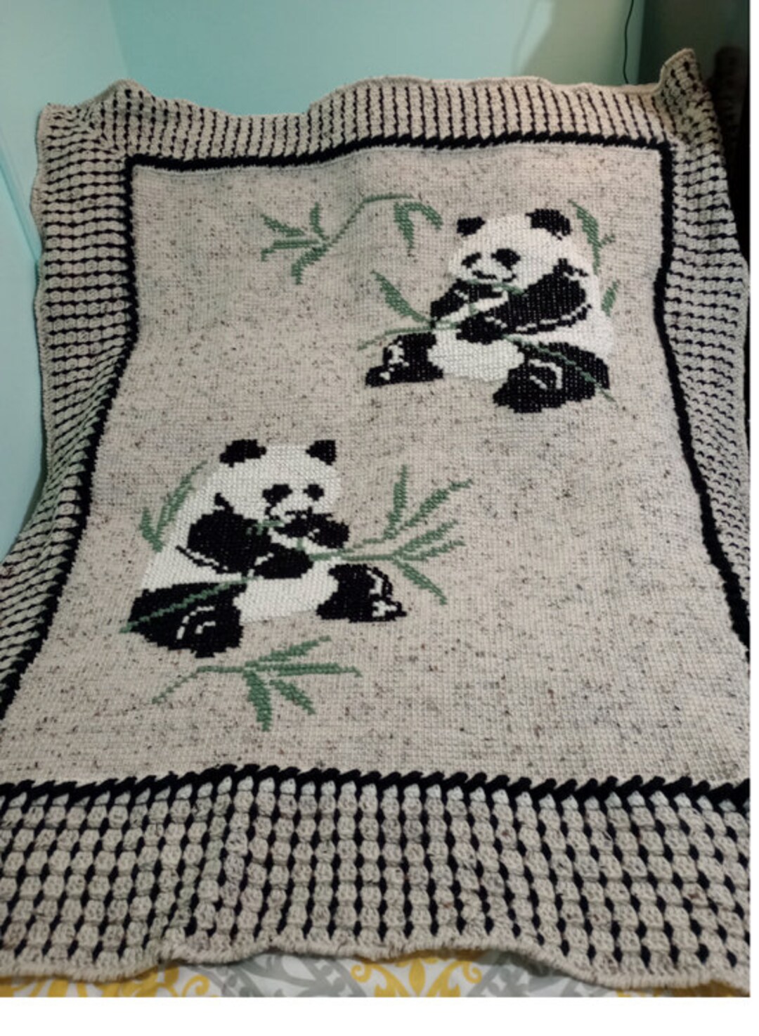 Panda Afghan New Handmade Crochet and Cross Stitch Afghan - Etsy