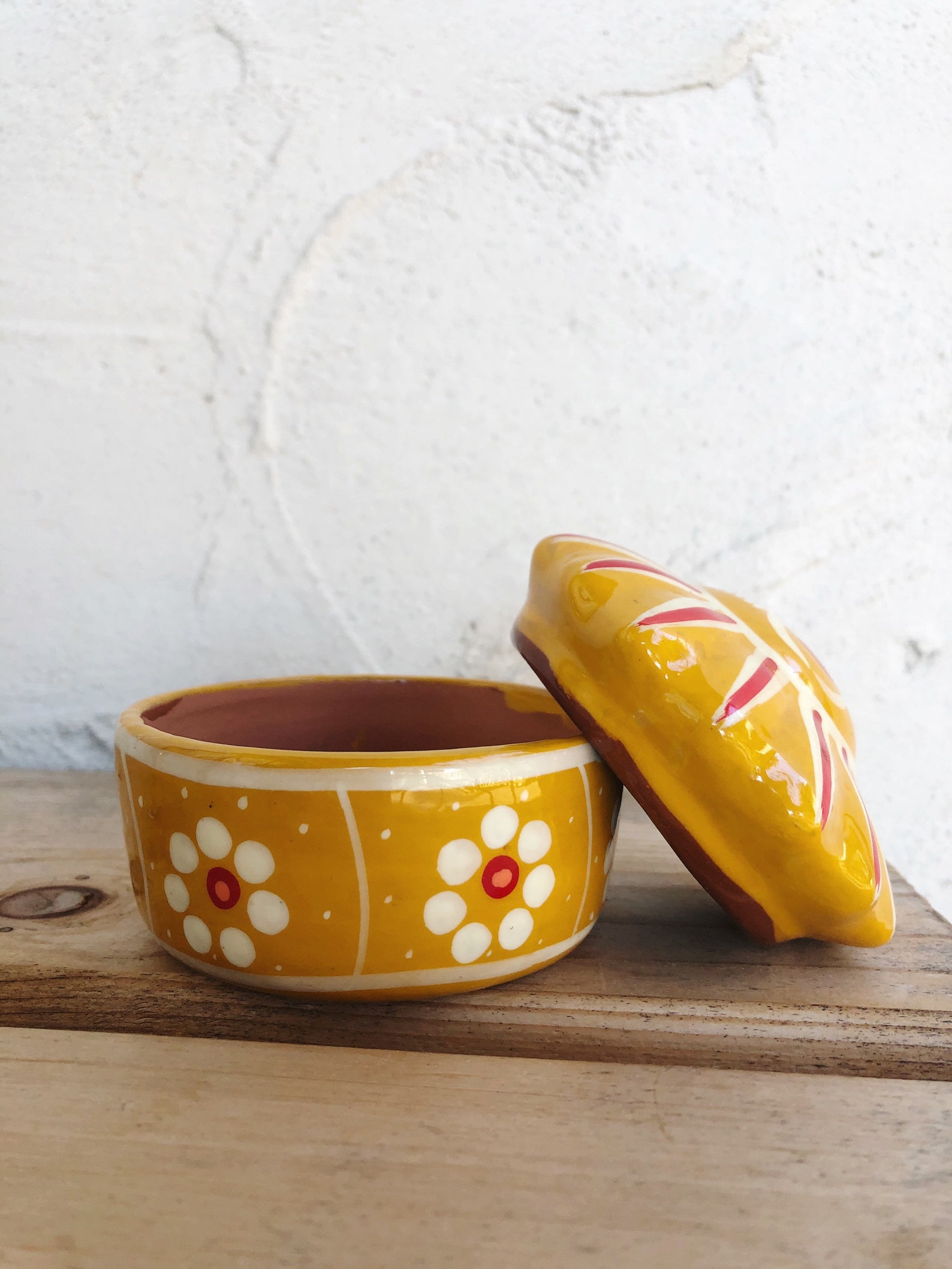 Vintage Clay Trinket Box . Hand Painted Mexican Folk Art - Etsy