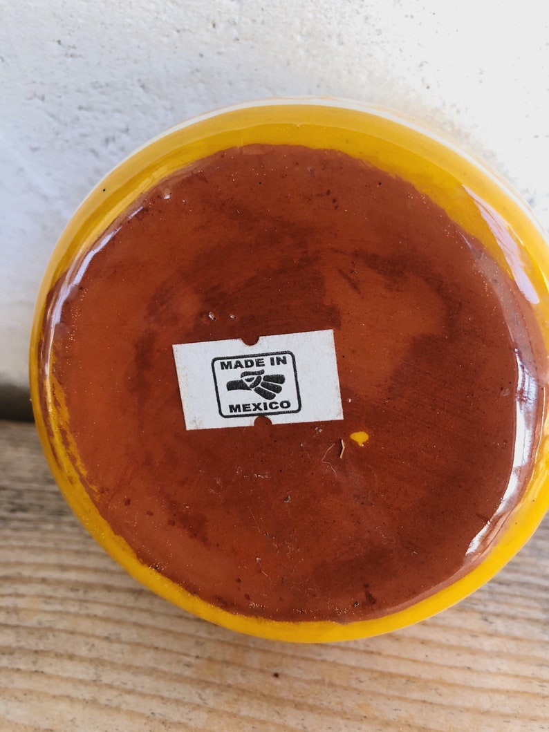 Vintage clay trinket box . Hand painted Mexican folk art | Etsy