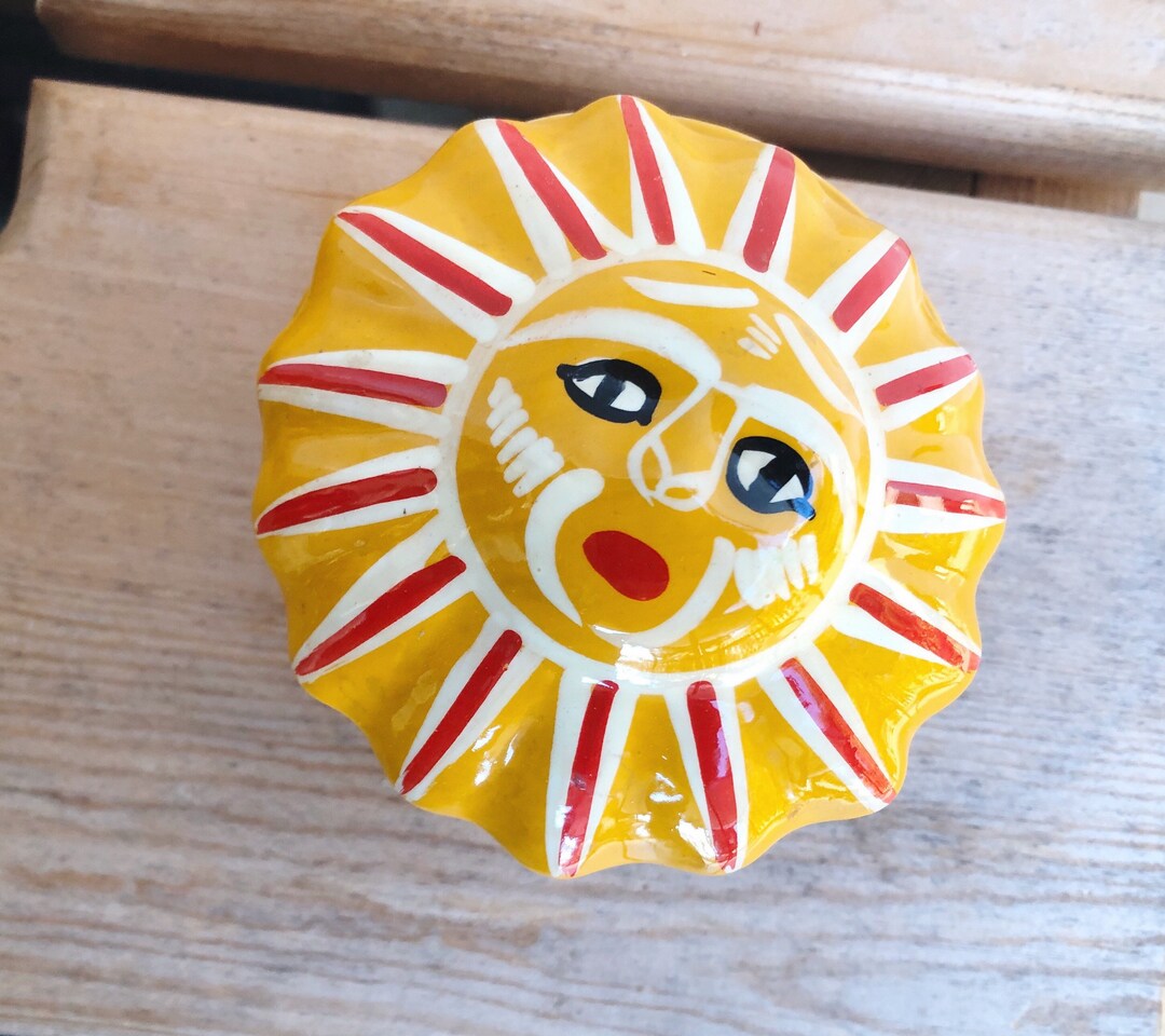 Vintage Clay Trinket Box . Hand Painted Mexican Folk Art - Etsy