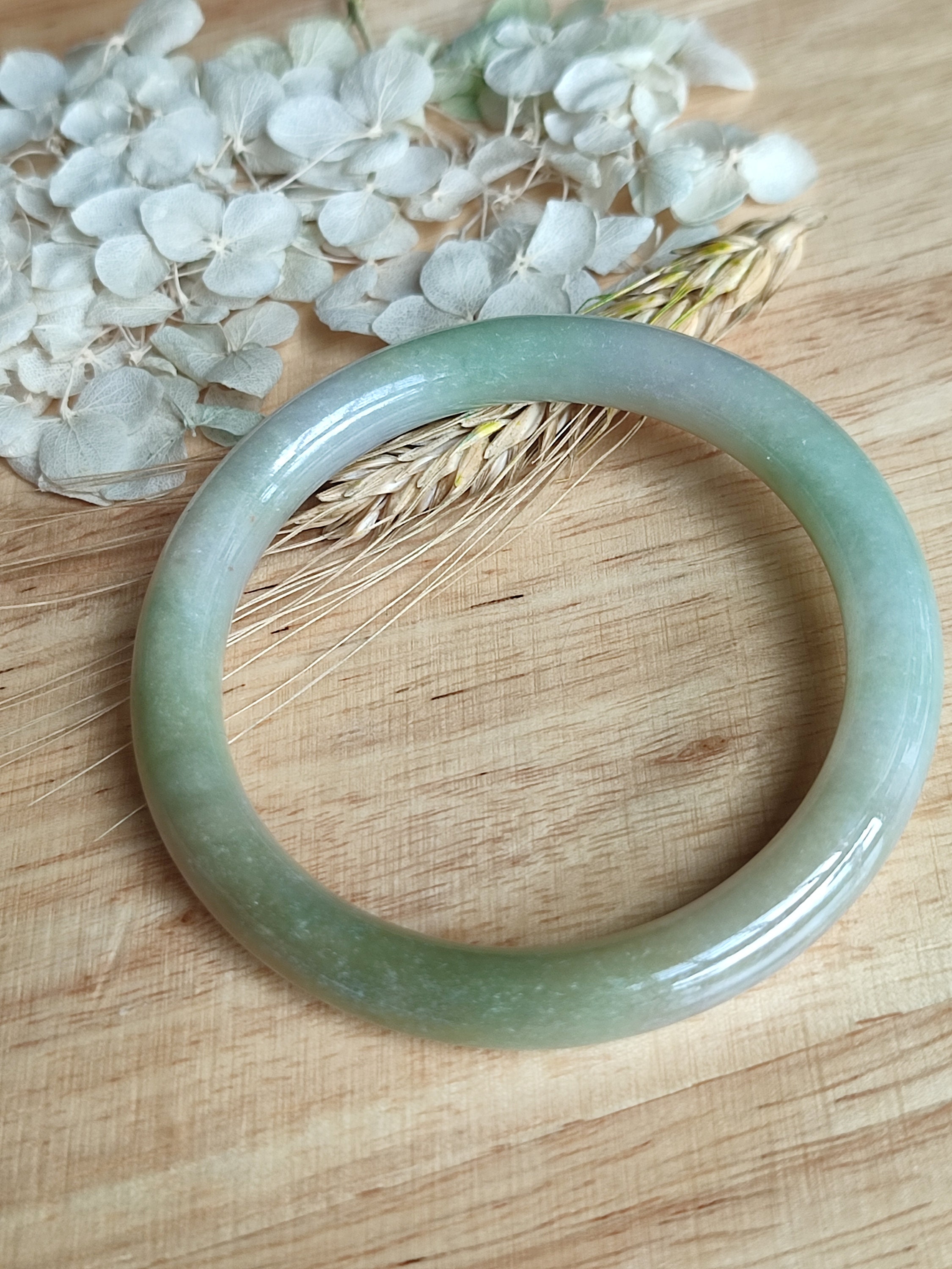 Type A Jadeite 58.1mm Yellowish Green Jadeite Bangle - Etsy
