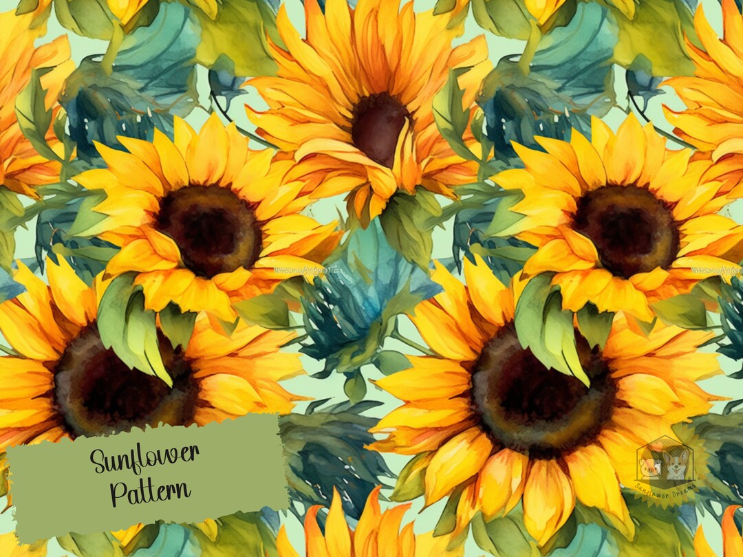 Sunflower Seamless Pattern, Flower Pattern, Digital Art, Card Art ...