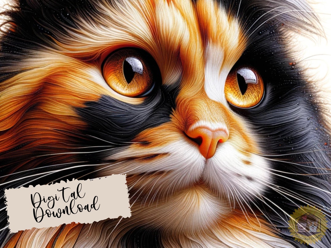 Calico Illustration, Cat Digital Art, Cat Illustration, Calico Png ...