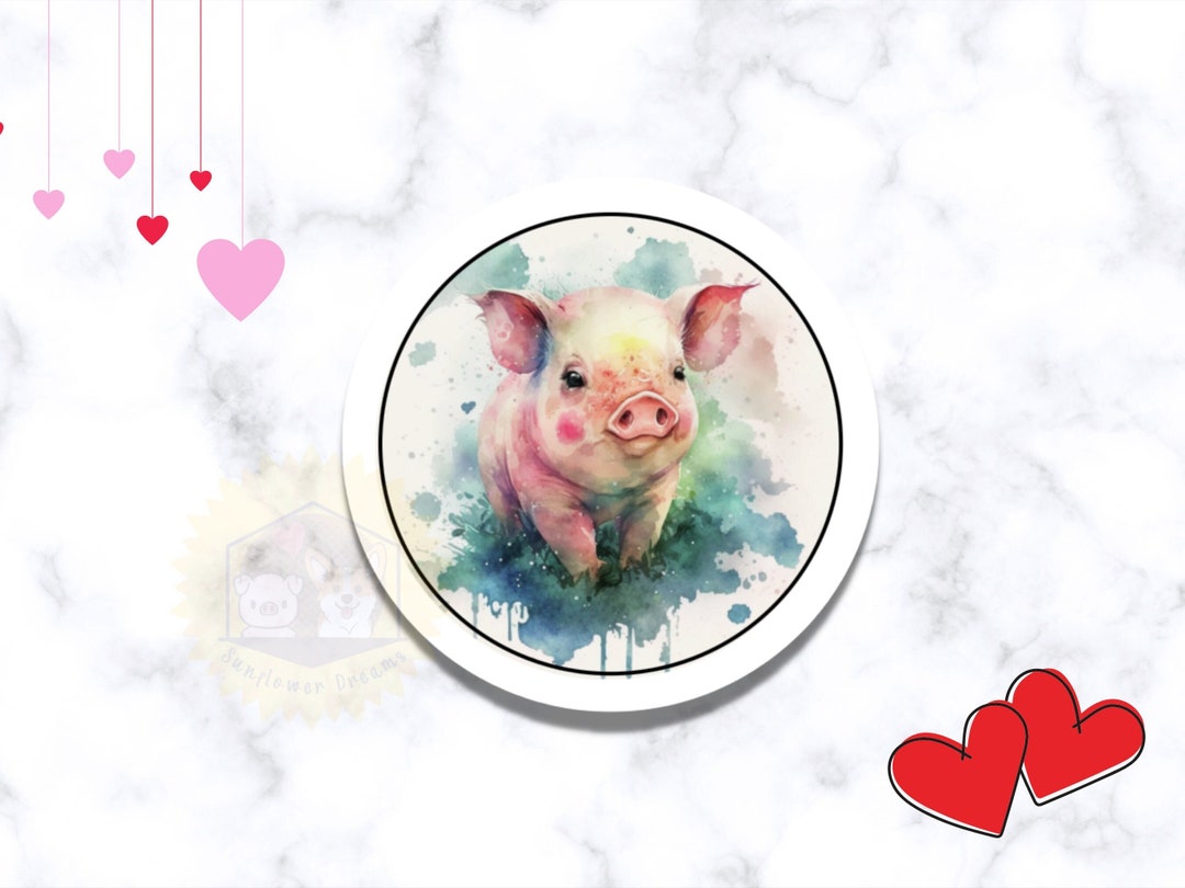 Pig Stickers, Watercolor Pig Stickers, Pig Card Labels, Envelope ...