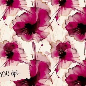 Magenta Flower Pattern, Flower Seamless Pattern,digital Art, Flower ...