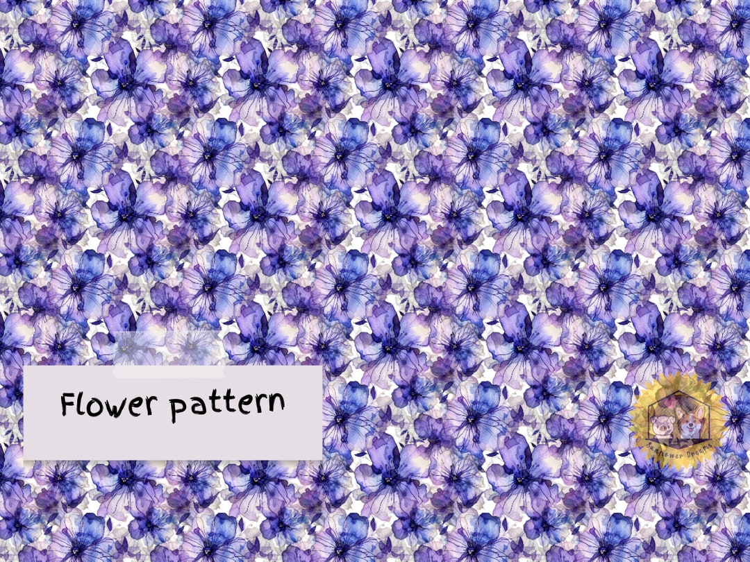 Violet Flower Pattern, Flower Seamless Pattern, Digital Art, Card ...
