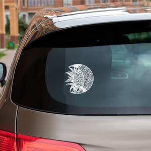 Sun and Moon Decal, Moon Mandala Decal, Moon Sticker, Truck Window ...