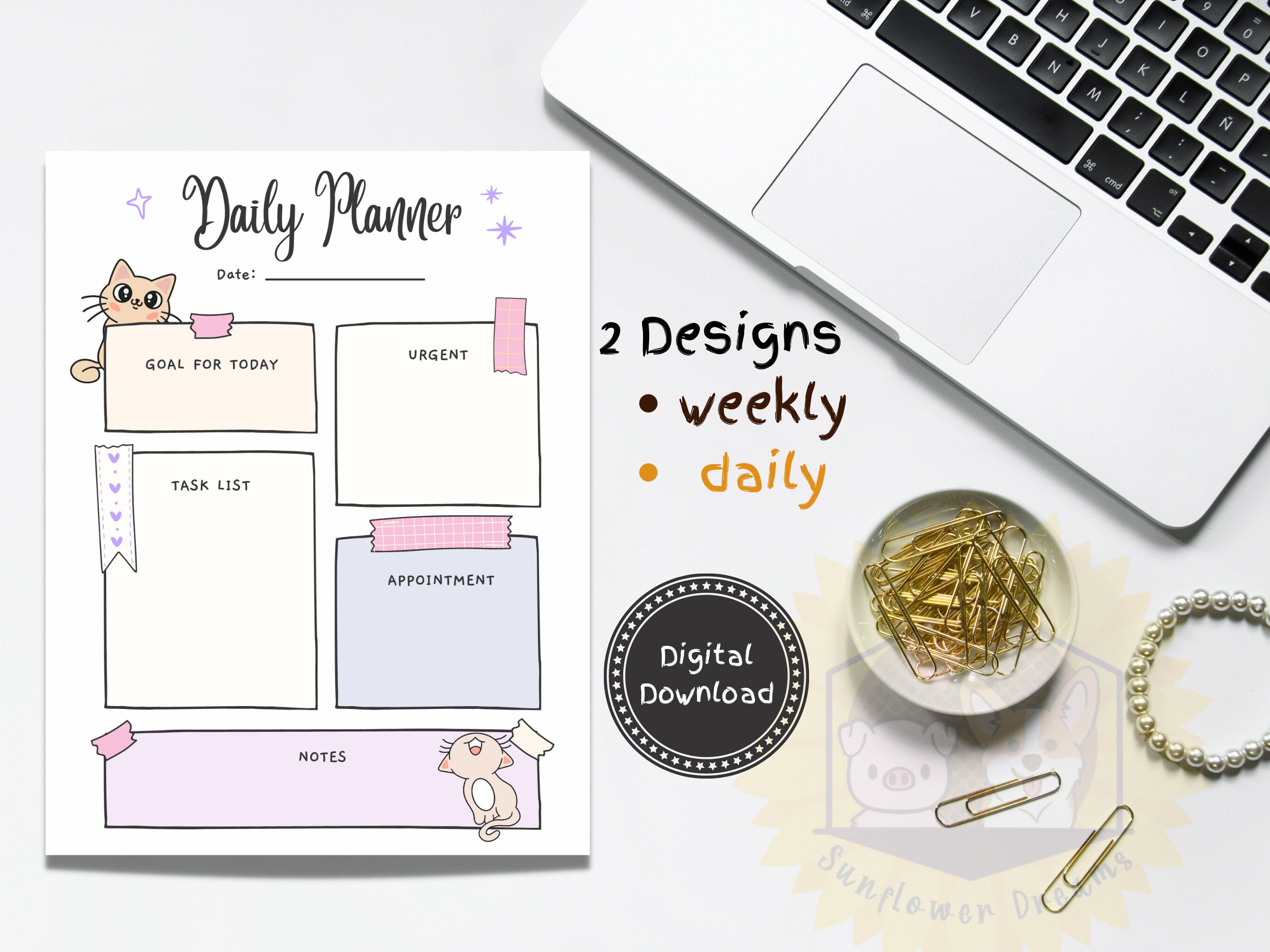Cute Cat Planner Printable Cat Planner Daily Cat Planner - Etsy