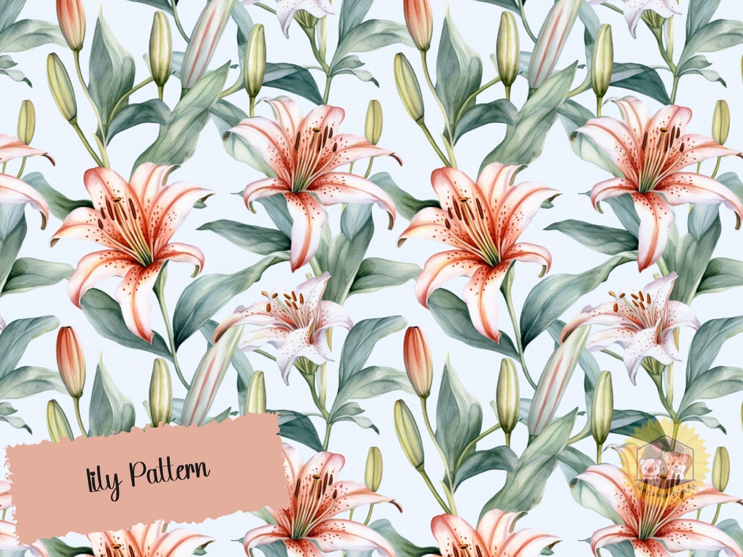 Lily Flower Pattern, Flower Seamless Pattern, Digital Art, Flower Card ...