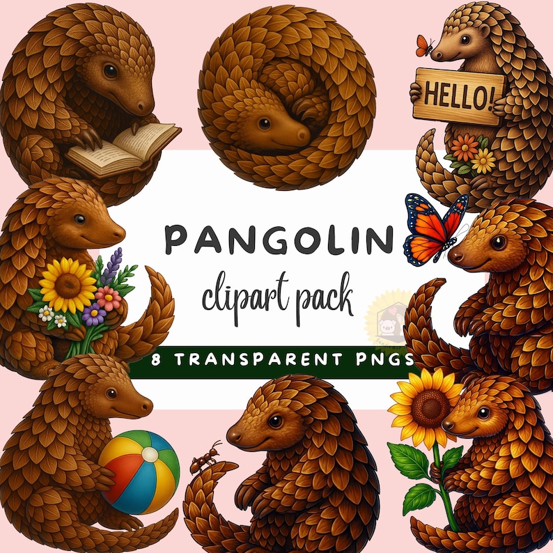Cute Pangolin Clipart PNG, Scrapbooking, Card Making (digital Download ...