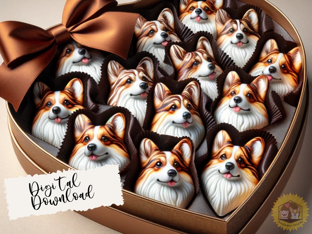 Corgi Chocolate Box Illustration: Valentines Dog PNG (digital Download ...