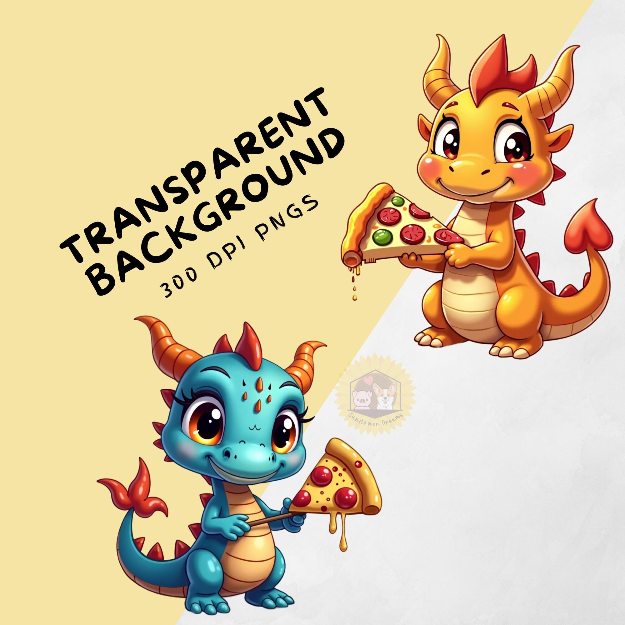 Dragon Clipart,pizza Dragon Png, Cute Dragon Illustration,cute Fantasy ...