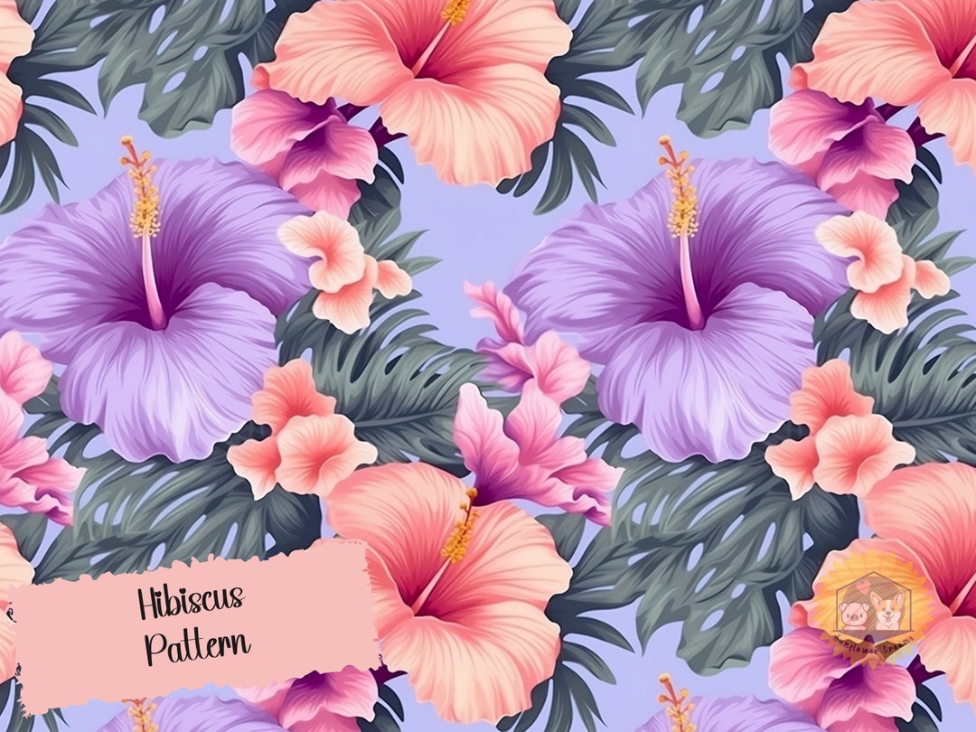 Hibiscus Seamless Pattern, Flower Pattern, Digital Art, Card Art ...