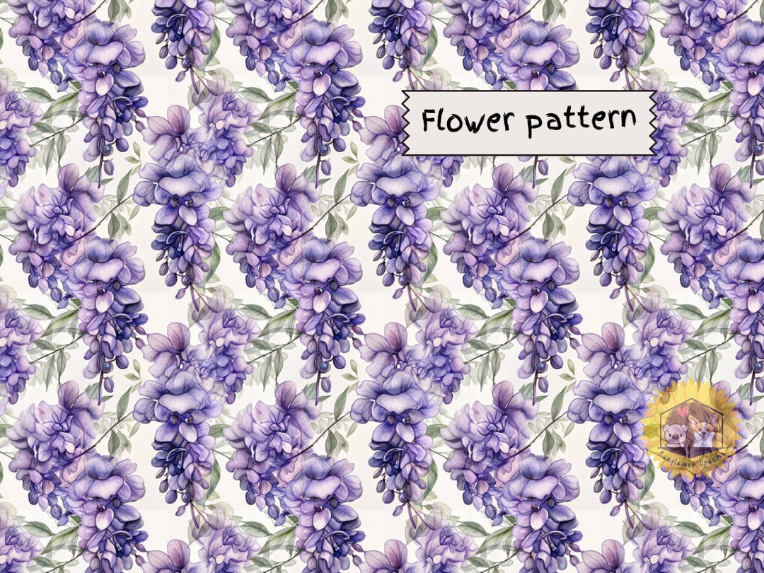 Wisteria Pattern, Flower Digital Paper, Card Art, Floral Pattern ...