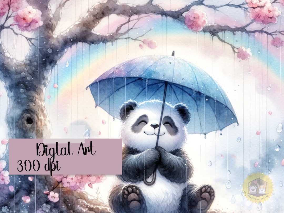 Panda Illustration, Panda Digital Art, Cute Panda Illustration, Panda ...