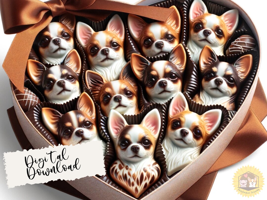 Chihuahua Illustration, Dog Shaped Digital Chocolates, Cute Dog ...