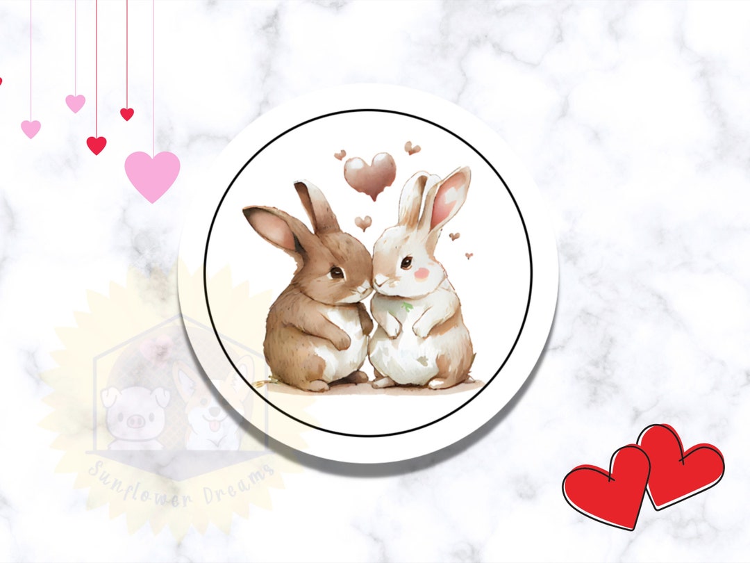 Rabbit Stickers, Rabbit Mail Sticker, Bunny Card Sticker, Cute Rabbit ...