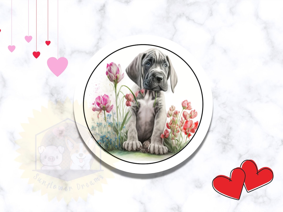 Great Dane Puppy Stickers, Great Dane Mail Sticker, Puppy Card Sticker ...