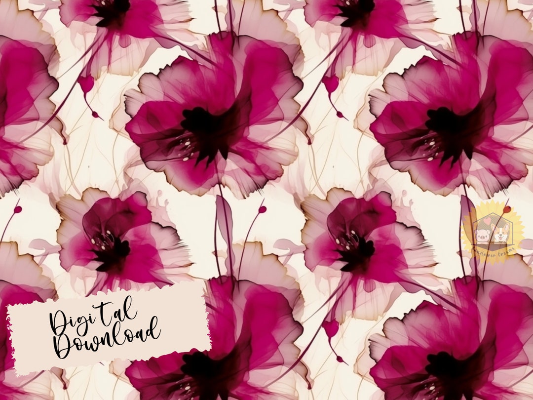 Magenta Flower Pattern, Flower Seamless Pattern,digital Art, Flower ...