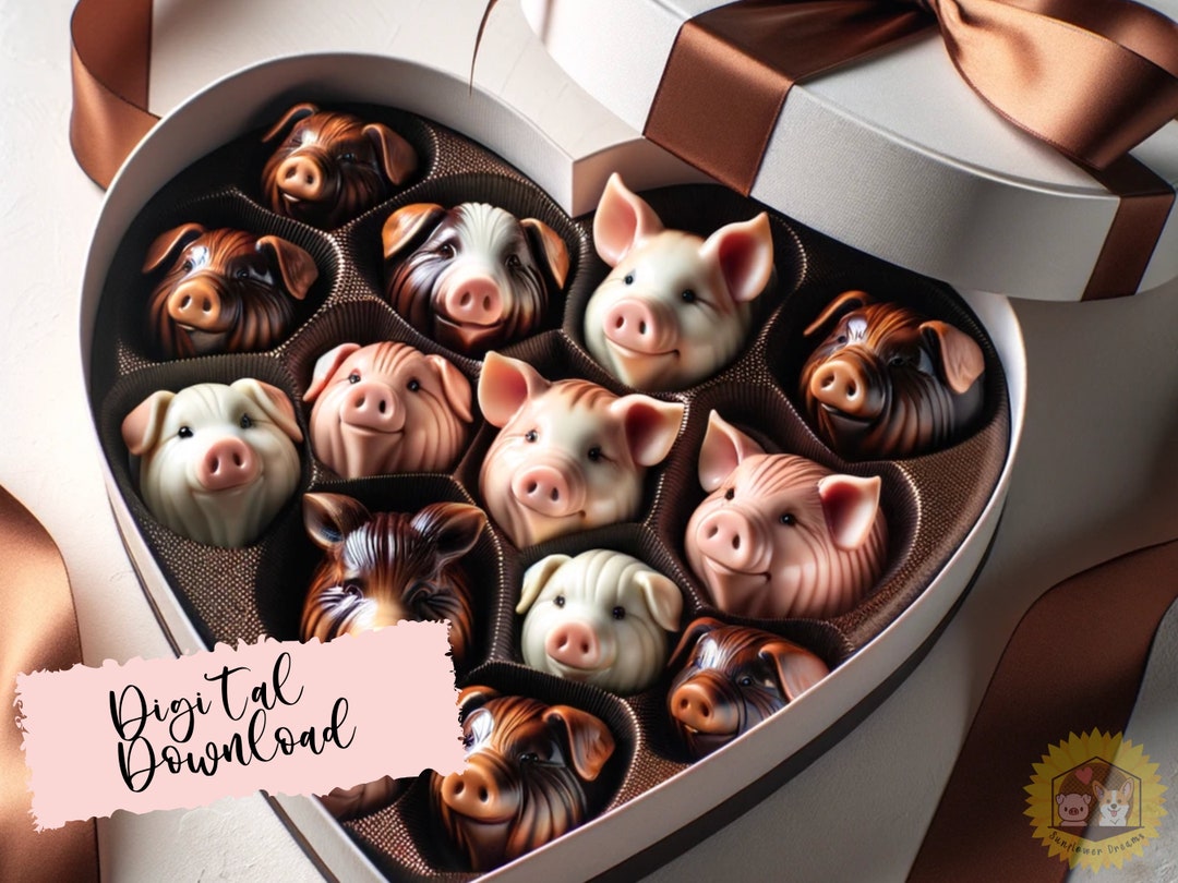 Pig Illustration, Pig Shaped Digital Chocolates, Cute Pig Illustration ...