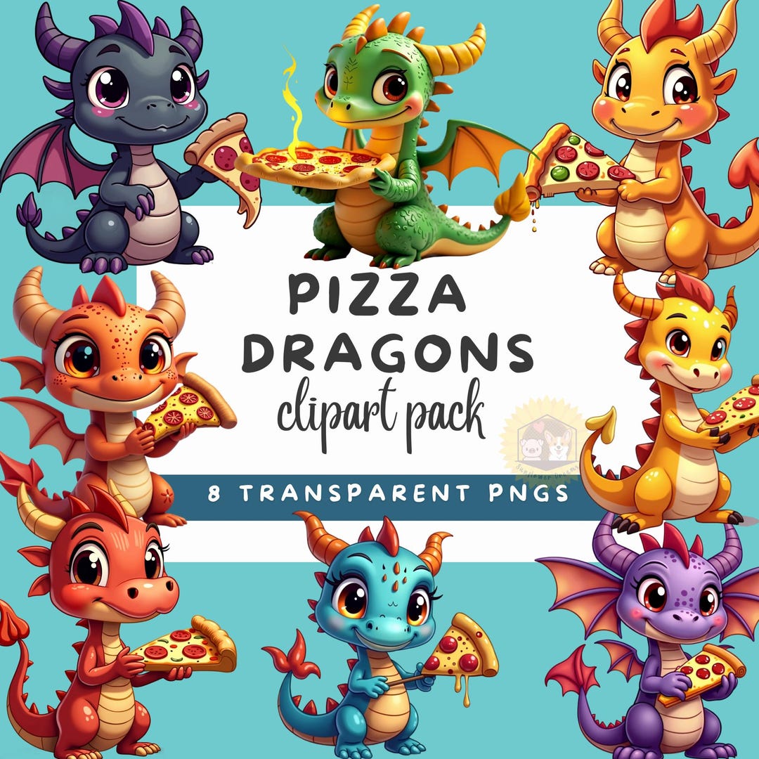 Dragon Clipart,pizza Dragon Png, Cute Dragon Illustration,cute Fantasy ...