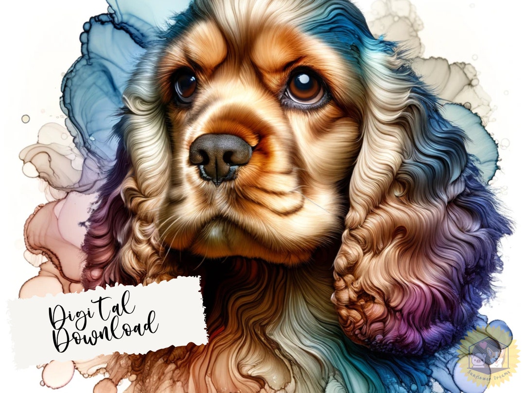 Spaniel Illustration, Dog Digital Art, Dog Illustration, Cocker Spaniel ...