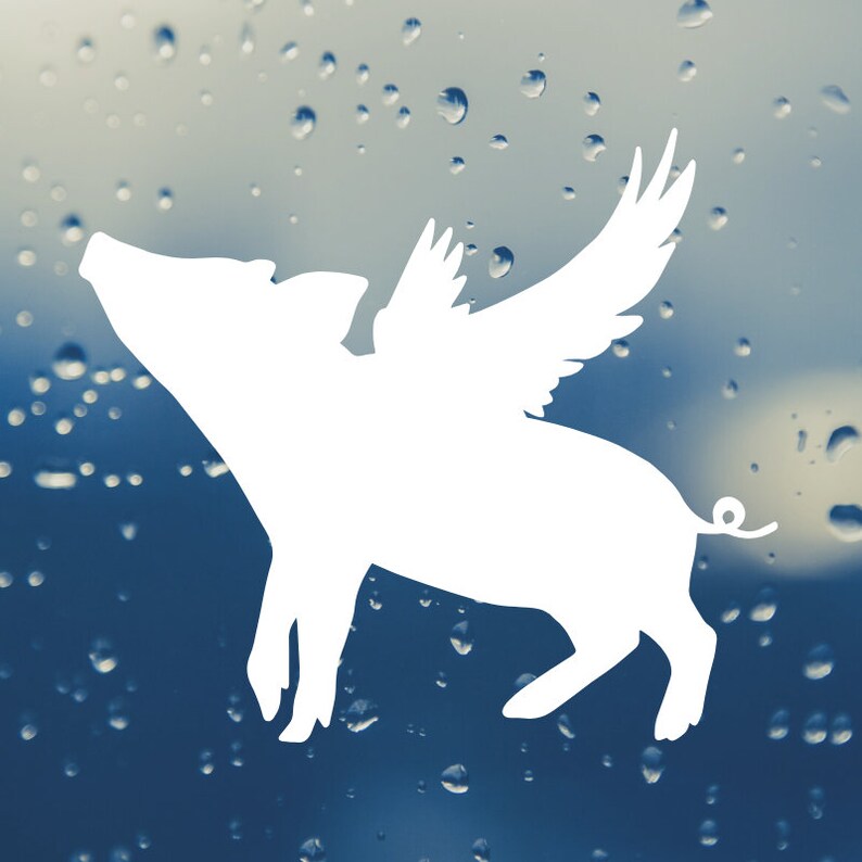 Pig Decal Winged Pig Vinyl Decal Flying Pig Sticker Truck | Etsy