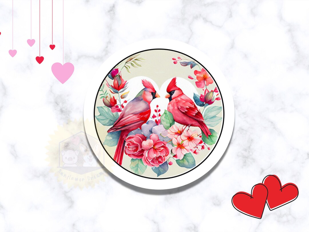Cardinal Stickers, Cardinal Stationery Stickers, Bird Card Stickers ...