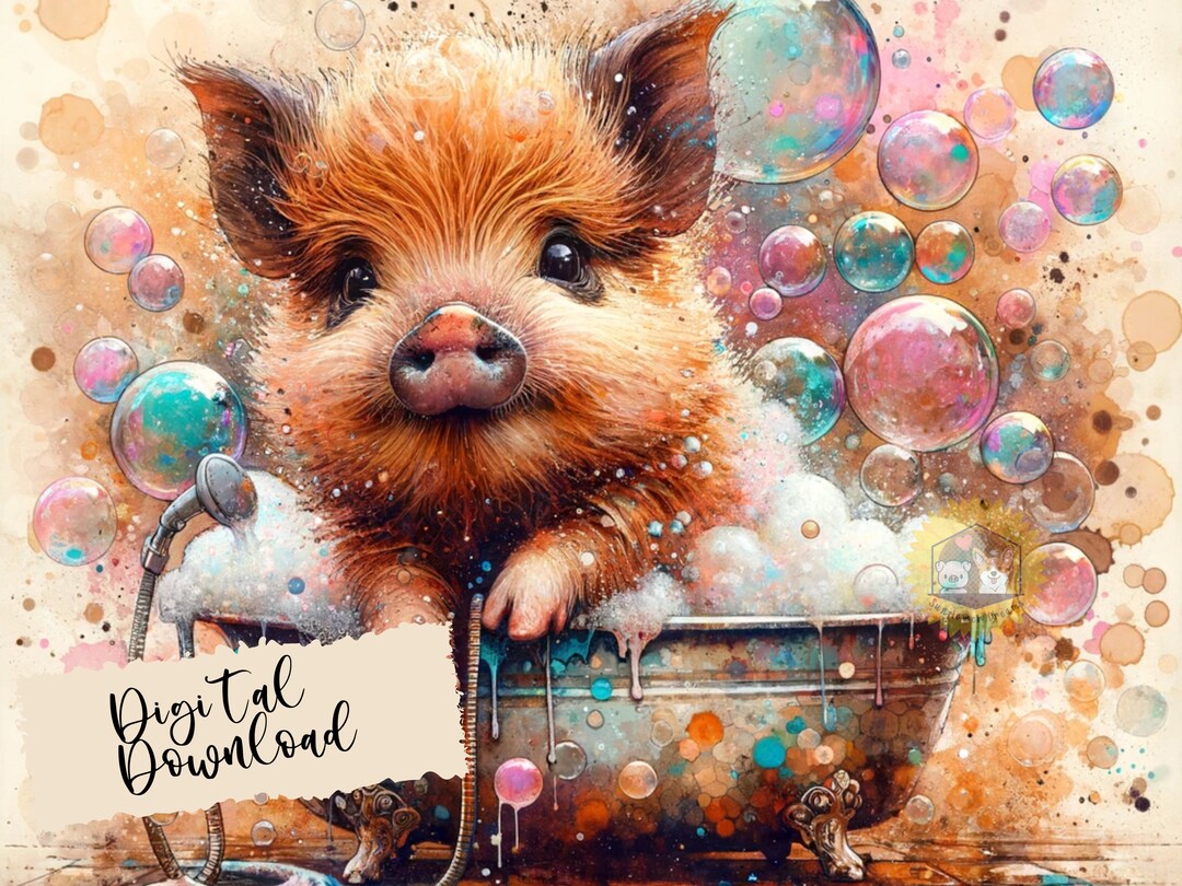 Pig Digital Art, Pig Illustration, Pig Png, Animal Art, Nursery Art ...