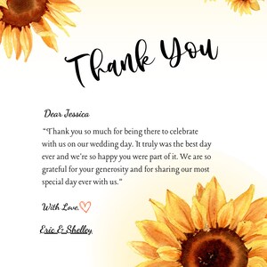 Sunflower Thank You, Printable Sunflower Thank You Note, Digital Thank You, Sunflower Lover Gift ...