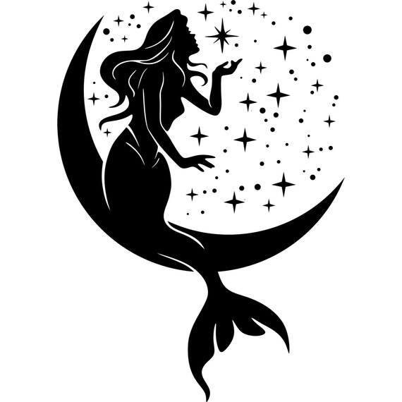 Mermaid Moon Vinyl Decal Mermaid Decal Mermaid Vinyl | Etsy