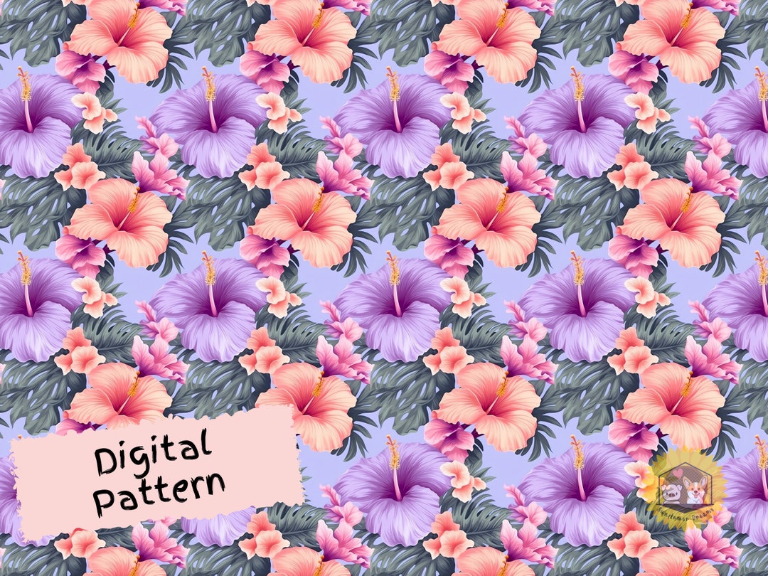 Hibiscus Pattern, Flower Digital Paper, Card Art, Floral Pattern ...