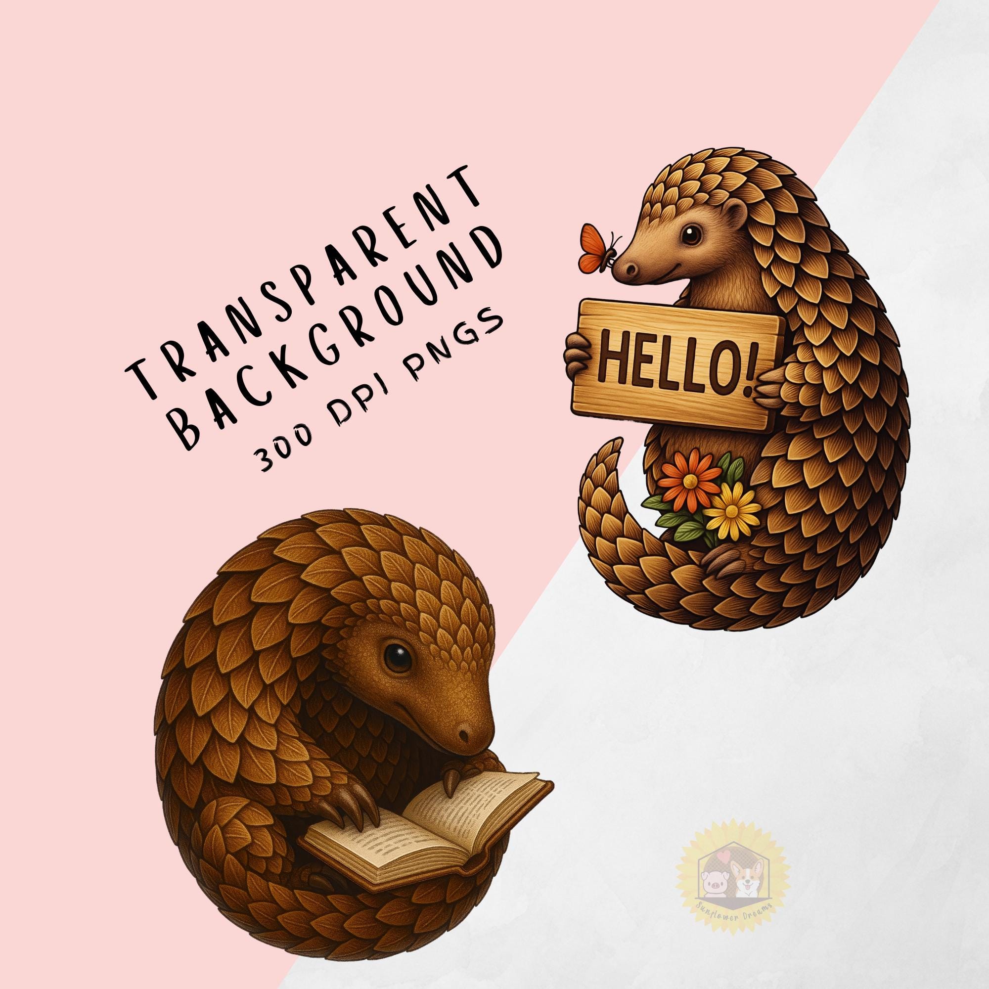 Cute Pangolin Clipart PNG, Scrapbooking, Card Making (digital Download ...
