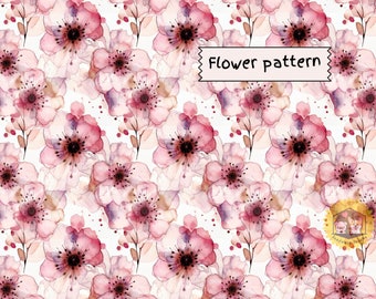 Pink Flower Pattern-digital Paper - Etsy