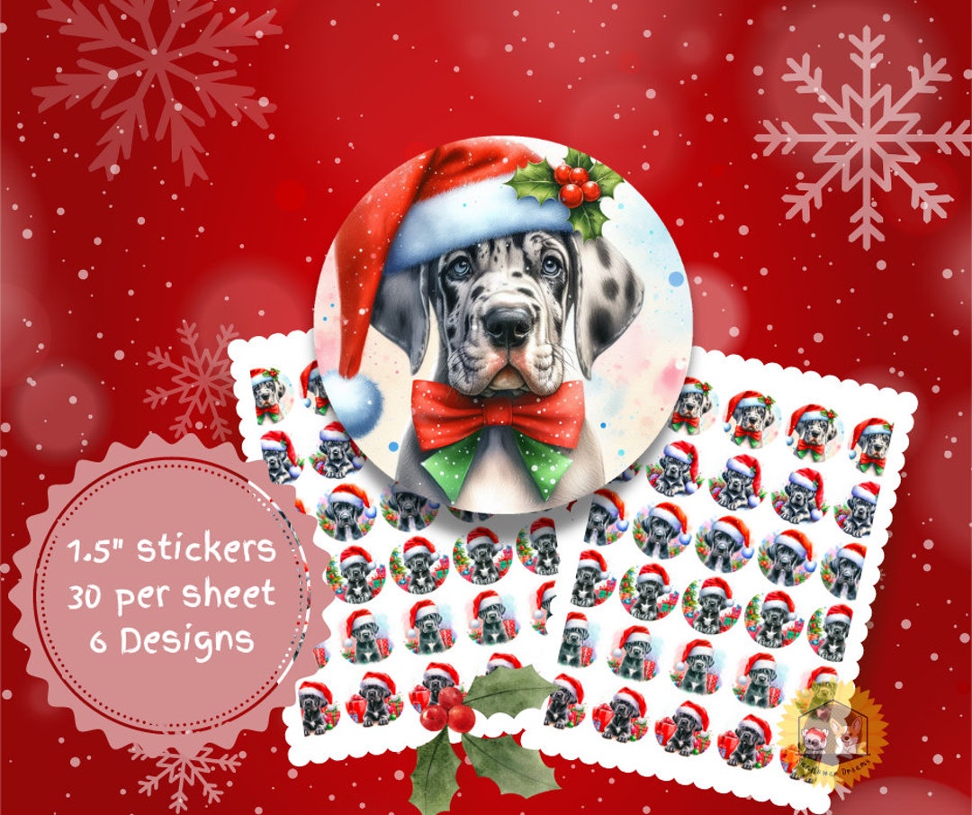 Great Dane Christmas Stickers, Watercolor Dog Lover Gift - Etsy