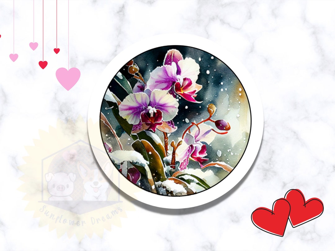 Watercolor Orchid Stickers, Handmade Floral Planner Labels - Etsy