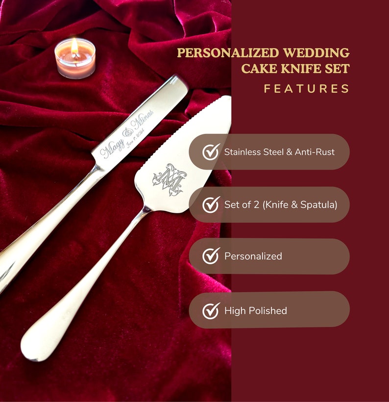 Wedding Cake Knife Set Personalized Monogram Knife Wedding Engraved ...