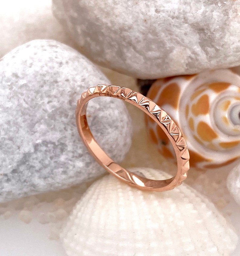Gold Stacking Ring 14k Rose Gold Textured Ring Promise Ring Gift for ...