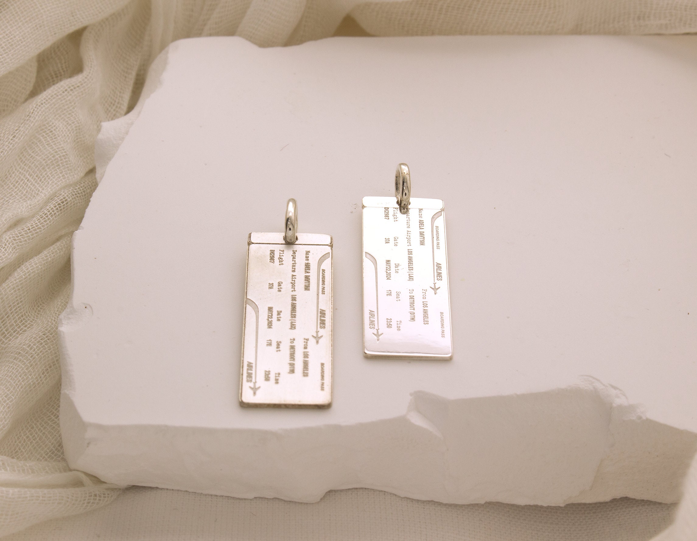 Boarding Pass Necklace Personalized Silver Pendant Gift for Long ...