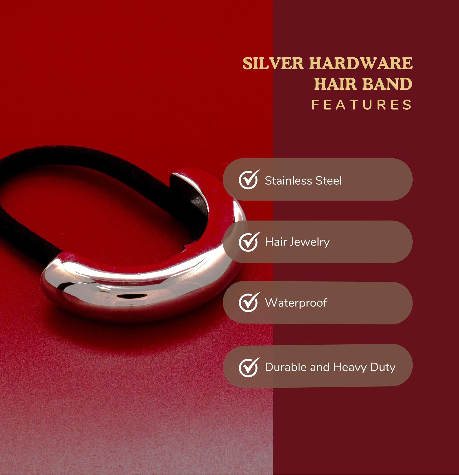 Silver Hair Tie Metal Hairband Hair Cuff Silver Hair Accessories Hair ...