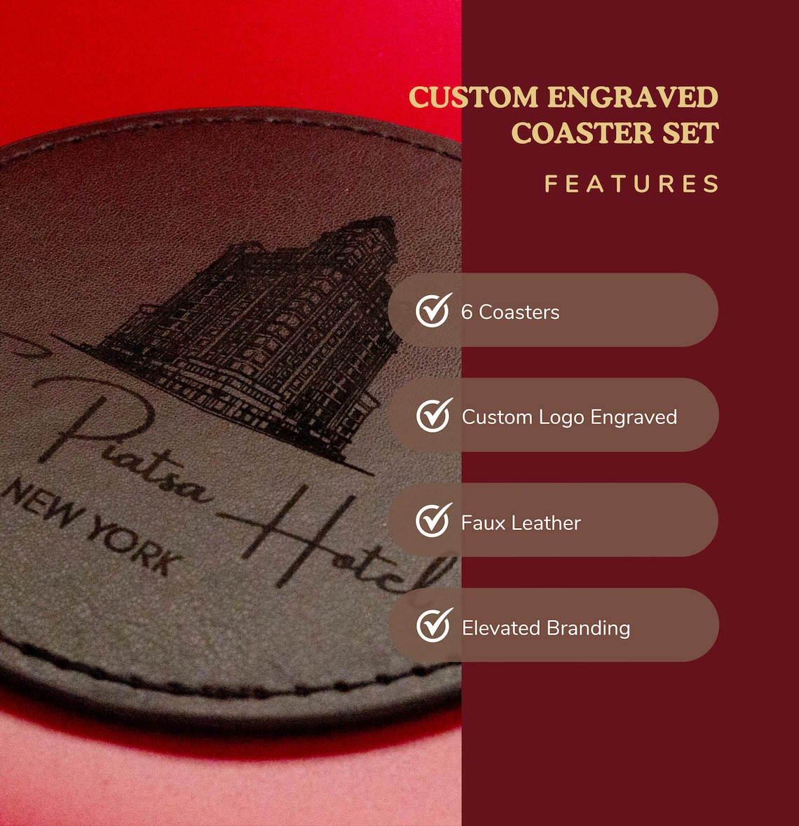 Custom Engraved Coaster Set Corporate Promotional Items Corporate Swag ...