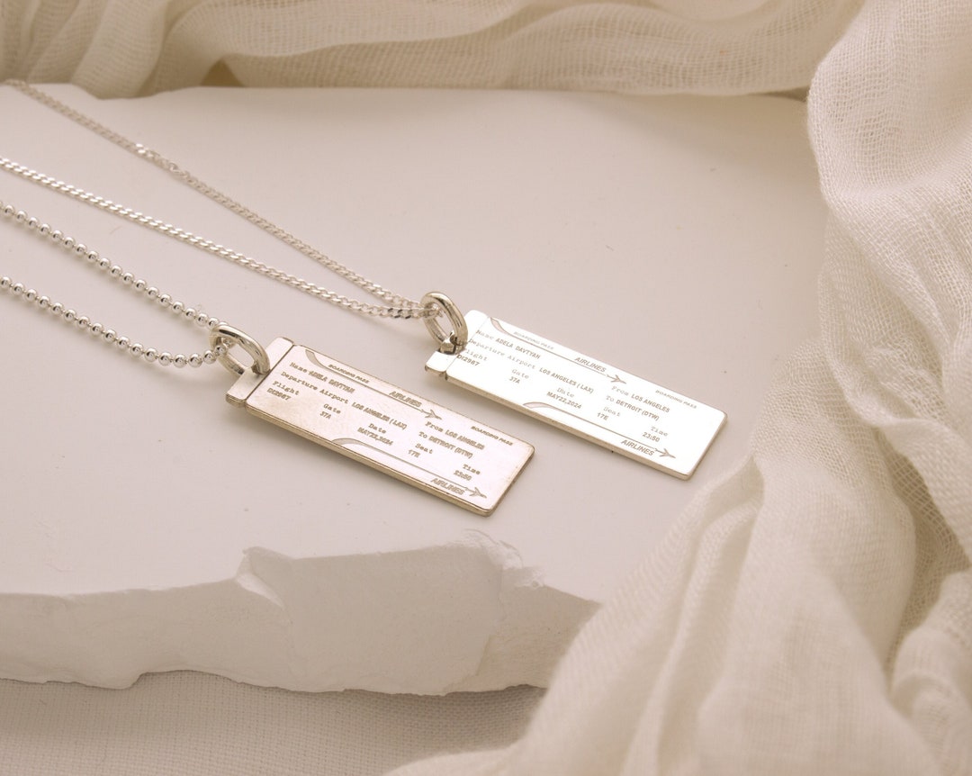 Boarding Pass Necklace Personalized Silver Pendant Gift for Long ...