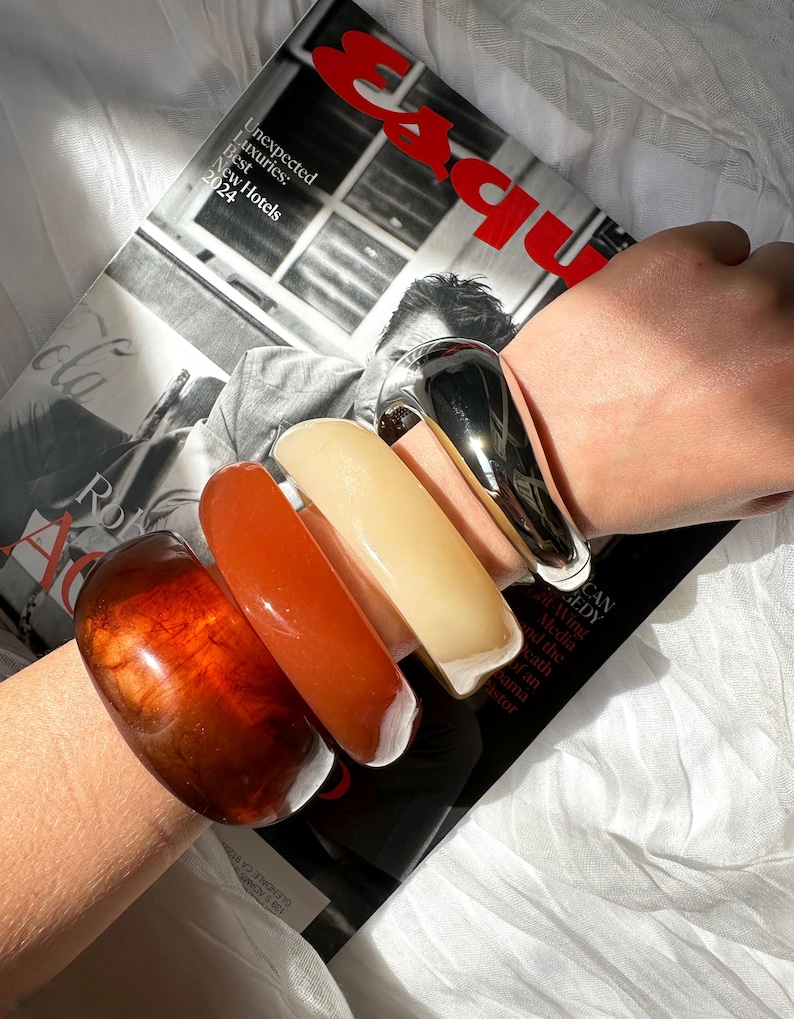 Resin Bangle Set Bangle Bracelet Chunky Bangle Statement Jewelry Thick ...