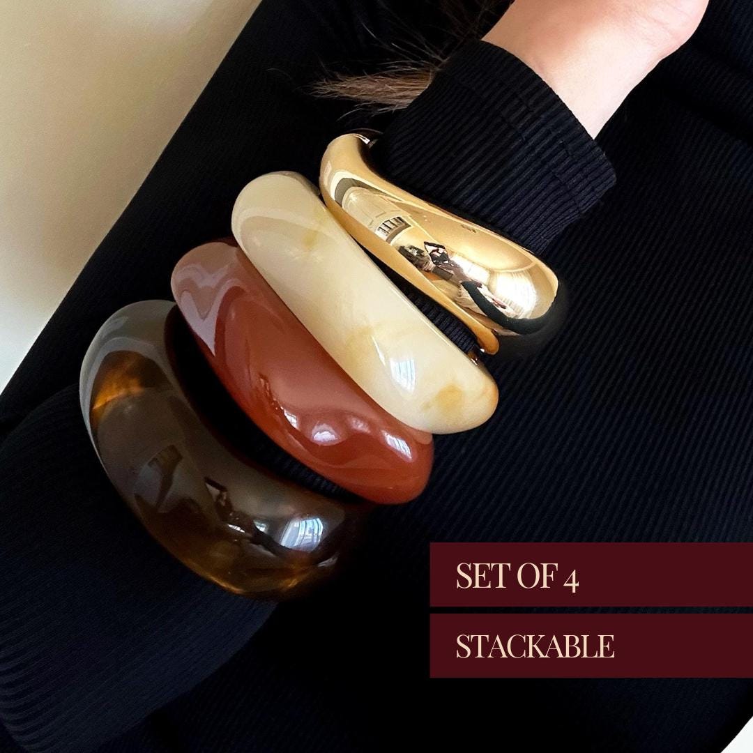 Thick Bangles Chunky Bangle Set Stackable Bracelets Best Friends Gift ...