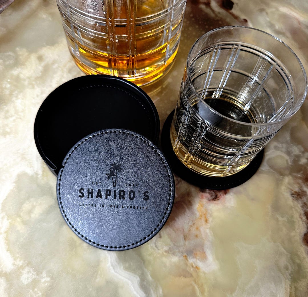 Engraved Coaster Set Corporate Gifts Logo Office Gifts Custom Branded ...